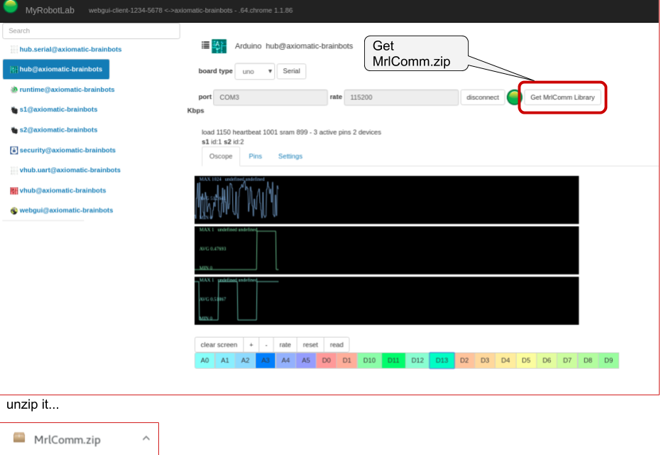 Load the MRLComm which came with the version you have - its available ...